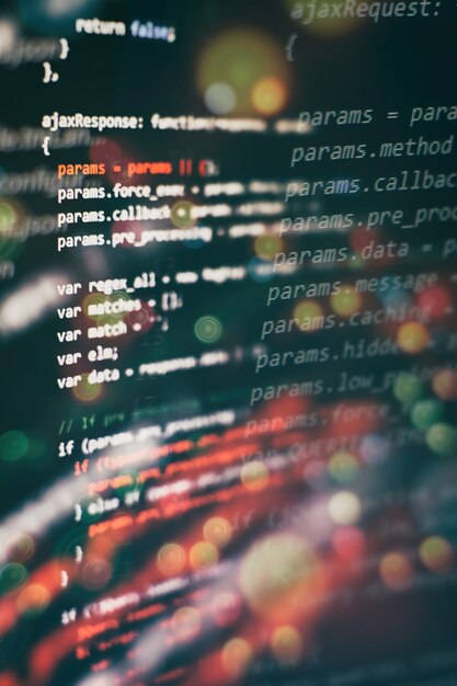 Premium Photo | Css, javascript and html usage. monitor closeup of function source code ...