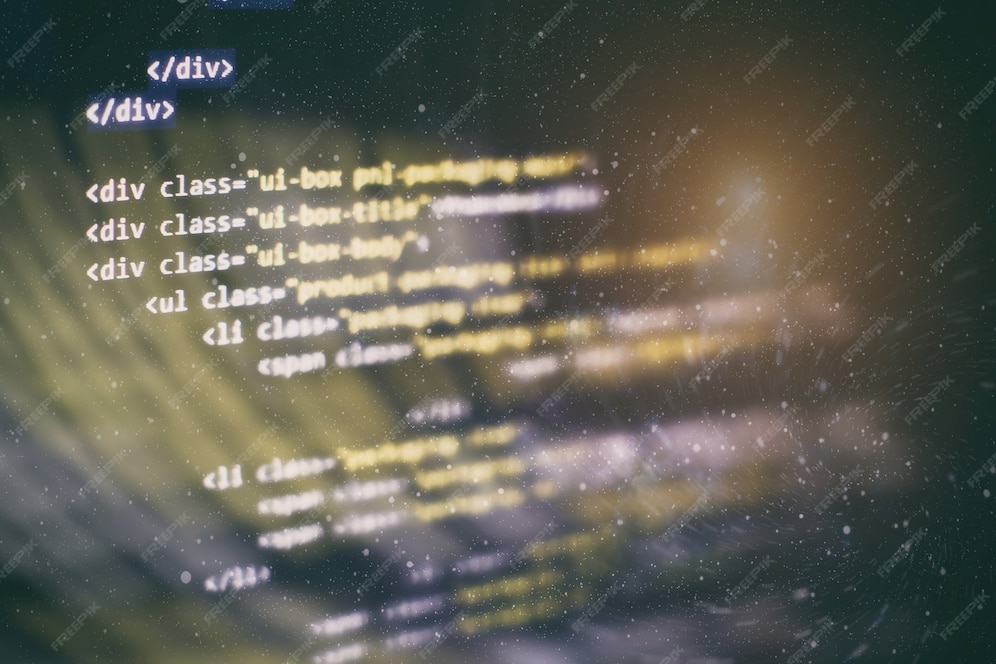 Premium Photo | Css, javascript and html usage. monitor closeup of ...