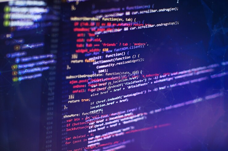Premium Photo | Css, javascript and html usage. monitor closeup of ...