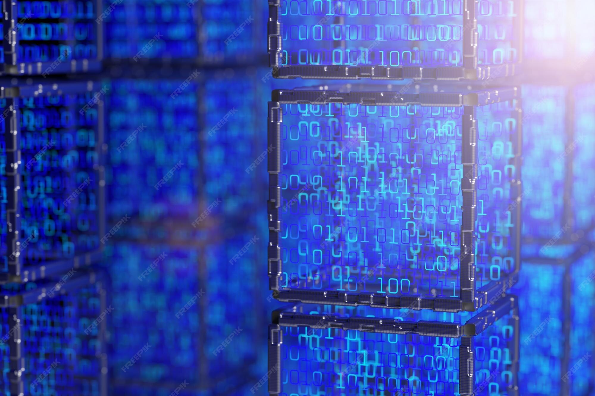 Premium Photo | Cube with binary codeBlockchain Network Data Stream ...