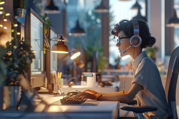 Customer service agents resolving issues via chat | Premium AI ... Customer service agents resolving issues via chat | Premium AI ...