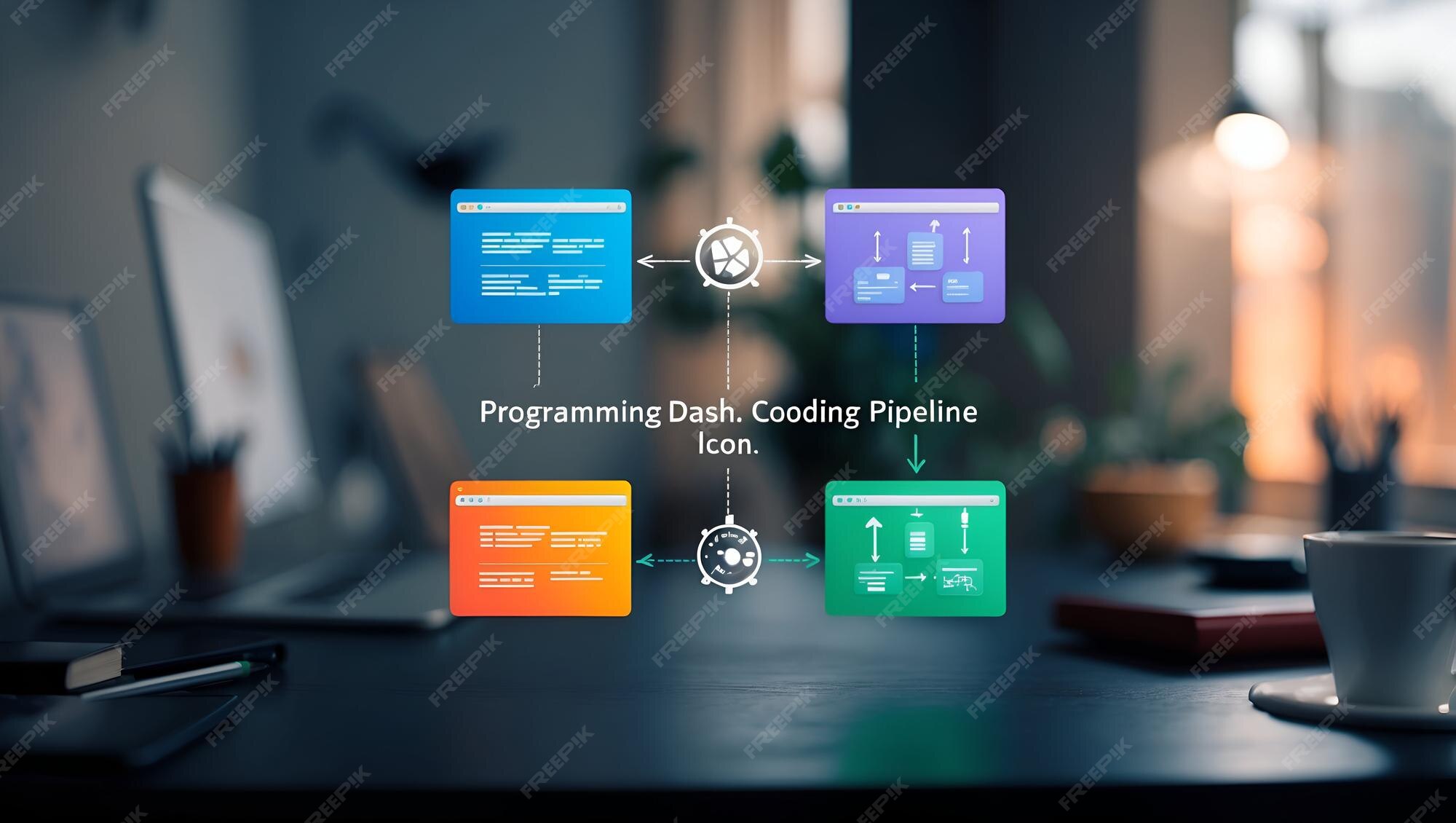 Customizable Programming Dashboard and Coding Workflow Icon for Versatile Design Options ...