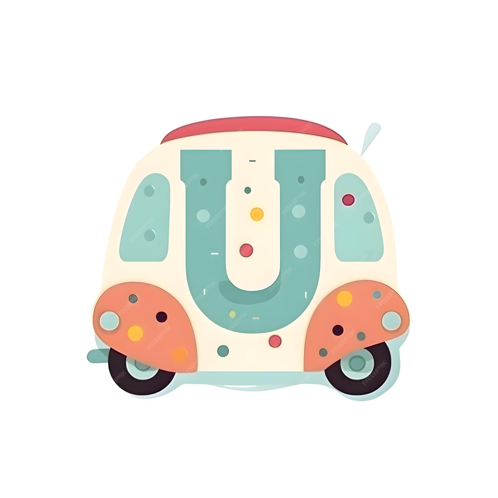 Premium AI Image | Cute cartoon car with letter U Vector illustration ... Premium AI Image | Cute cartoon car with letter U Vector illustration ...