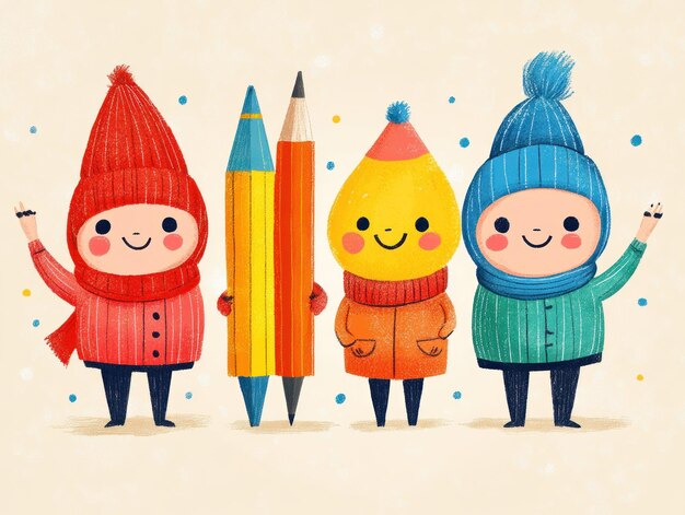 Cute Cartoon Characters Illustration Premium Ai Generated Image