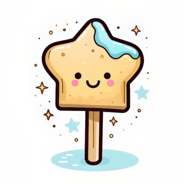 Premium Photo Cute Cartoon Ice Cream Stick Isolated On White Background