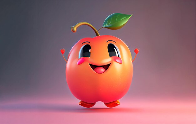 Premium AI Image | Cute Cartoon Peach Character Premium AI Image | Cute Cartoon Peach Character