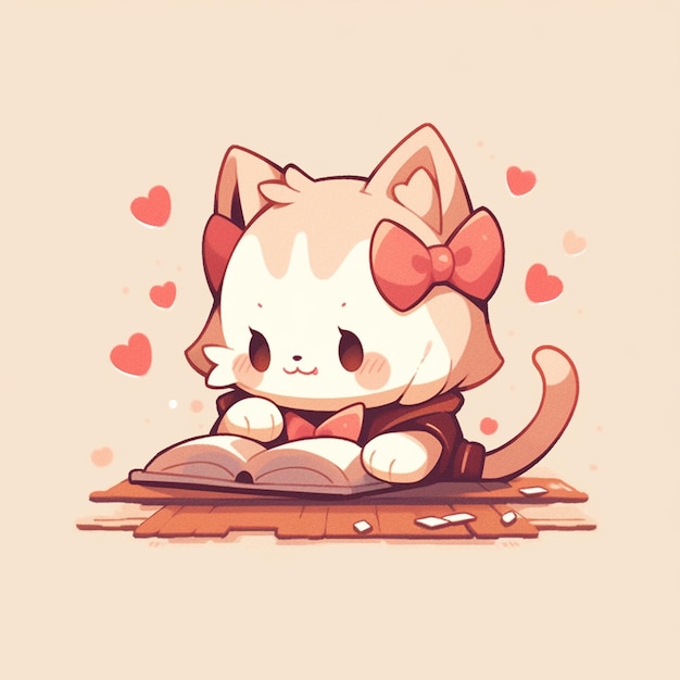 Premium Ai Image Cute Cat With School