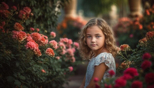 Premium Ai Image Cute Caucasian Girl Smiling Looking At Camera In