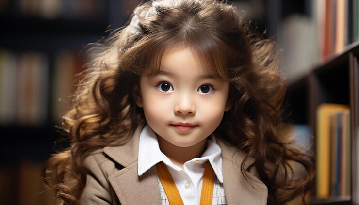 Premium Ai Image A Cute Cheerful Girl Smiling Looking At Camera In