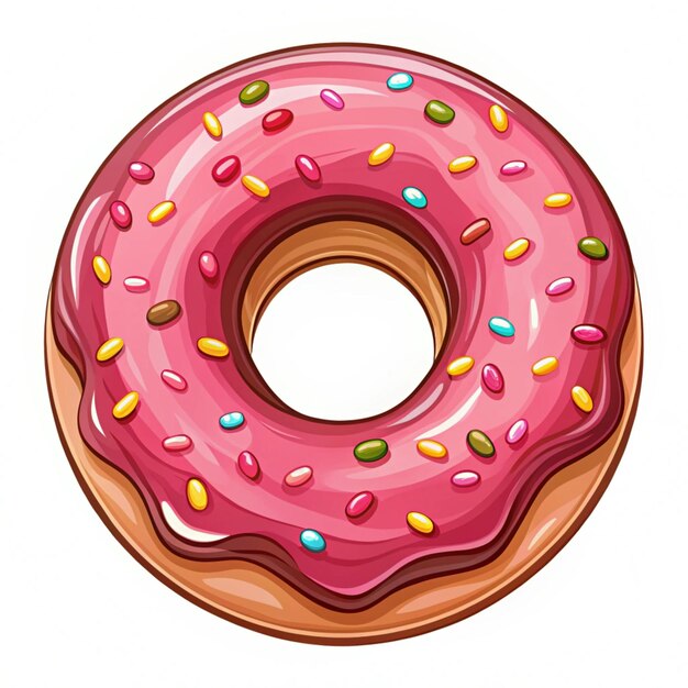 Cute Donut with Pink Glaze and Choco Sprinkles Vector Illustration Food ... Cute Donut with Pink Glaze and Choco Sprinkles Vector Illustration Food ...