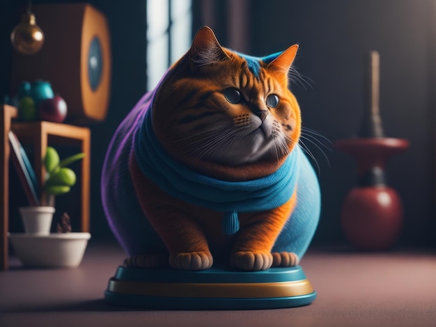 Premium AI Image | Cute fat cat standing on scales AI generated Premium AI Image | Cute fat cat standing on scales AI generated