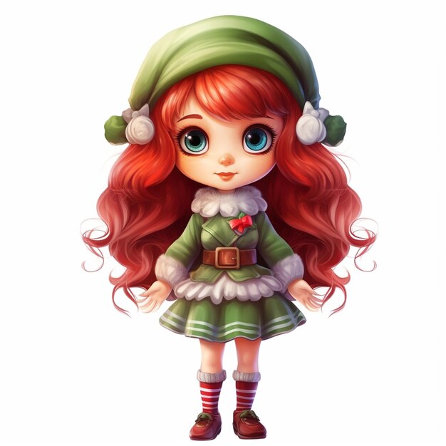 Premium Ai Image Cute Girl Christmas Elf Of Santa Claus Cartoon