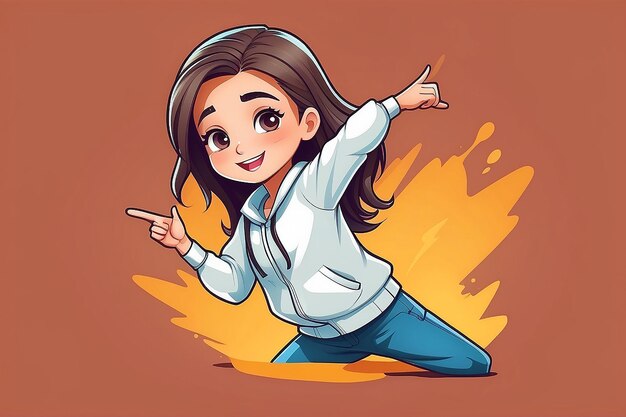 Cute Girl Dabbing Pose Cartoon Vector Icon Illustration Premium Ai Generated Image
