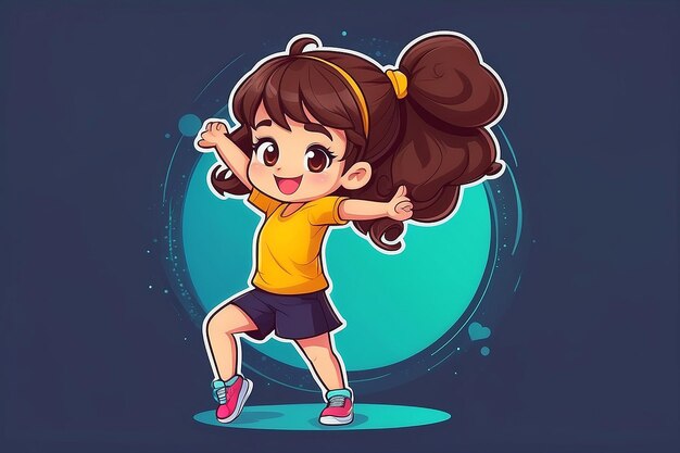 Cute Girl Dabbing Pose Cartoon Vector Icon Illustration Premium Ai Generated Image