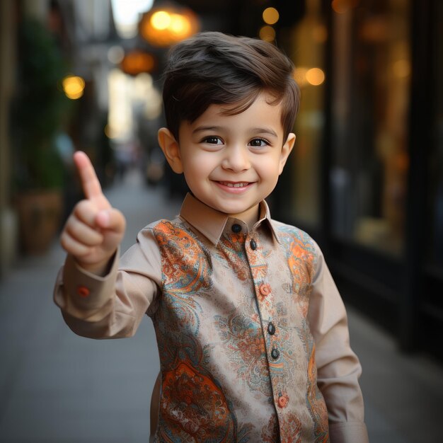 Premium Photo | Cute indian little stylish kid pointing on something Premium Photo | Cute indian little stylish kid pointing on something