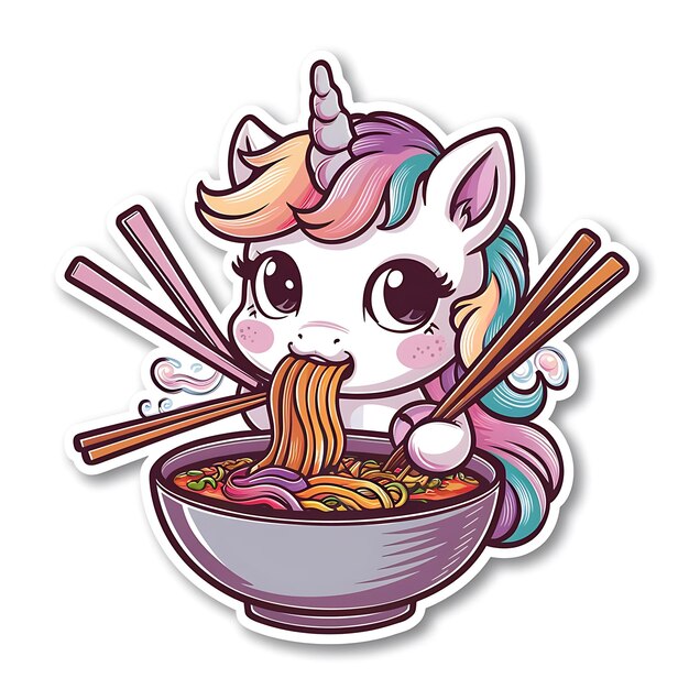 Premium Photo | Cute Kawaii Unicorn Eating Ramen Premium Photo | Cute Kawaii Unicorn Eating Ramen