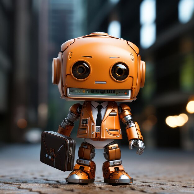 Premium AI Image | A cute orange robot businessman Premium AI Image | A cute orange robot businessman