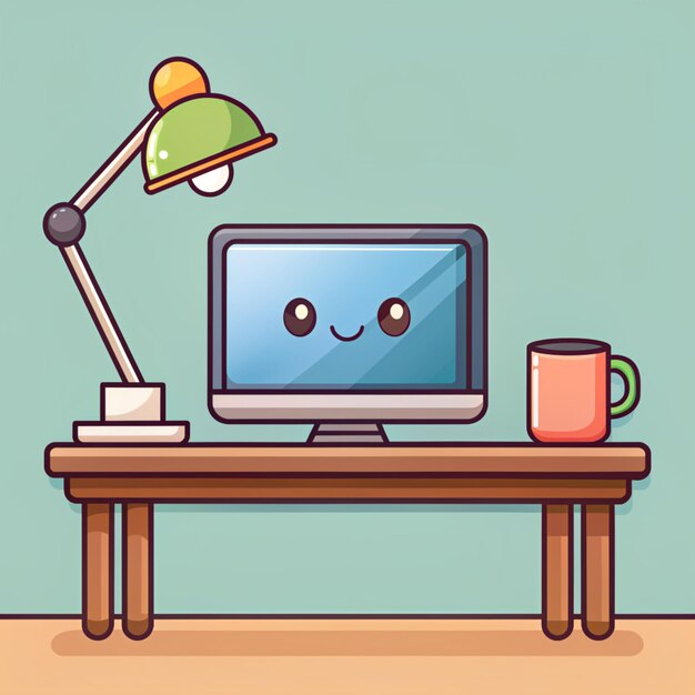 Premium Photo | Cute Workspace Desktop Vector Icon Illustration ... Premium Photo | Cute Workspace Desktop Vector Icon Illustration ...