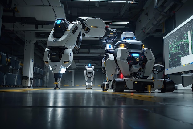 Premium AI Image | Cutting Edge AI Robotics Testing Facility Premium AI Image | Cutting Edge AI Robotics Testing Facility