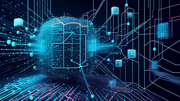 Premium AI Image | Cyber big data flow Blockchain data fields Network ... Premium AI Image | Cyber big data flow Blockchain data fields Network ...