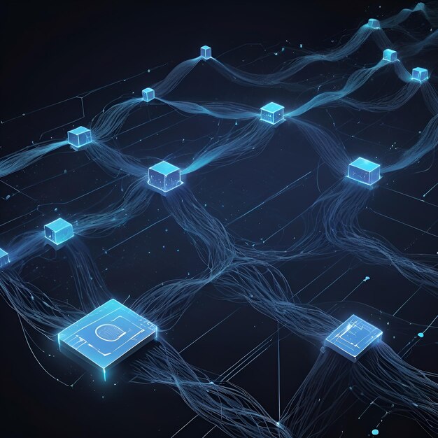 Cyber Data Flow Blockchain AI Networks Digital WavesCyber Data Flow Blockchain AI Networks ...