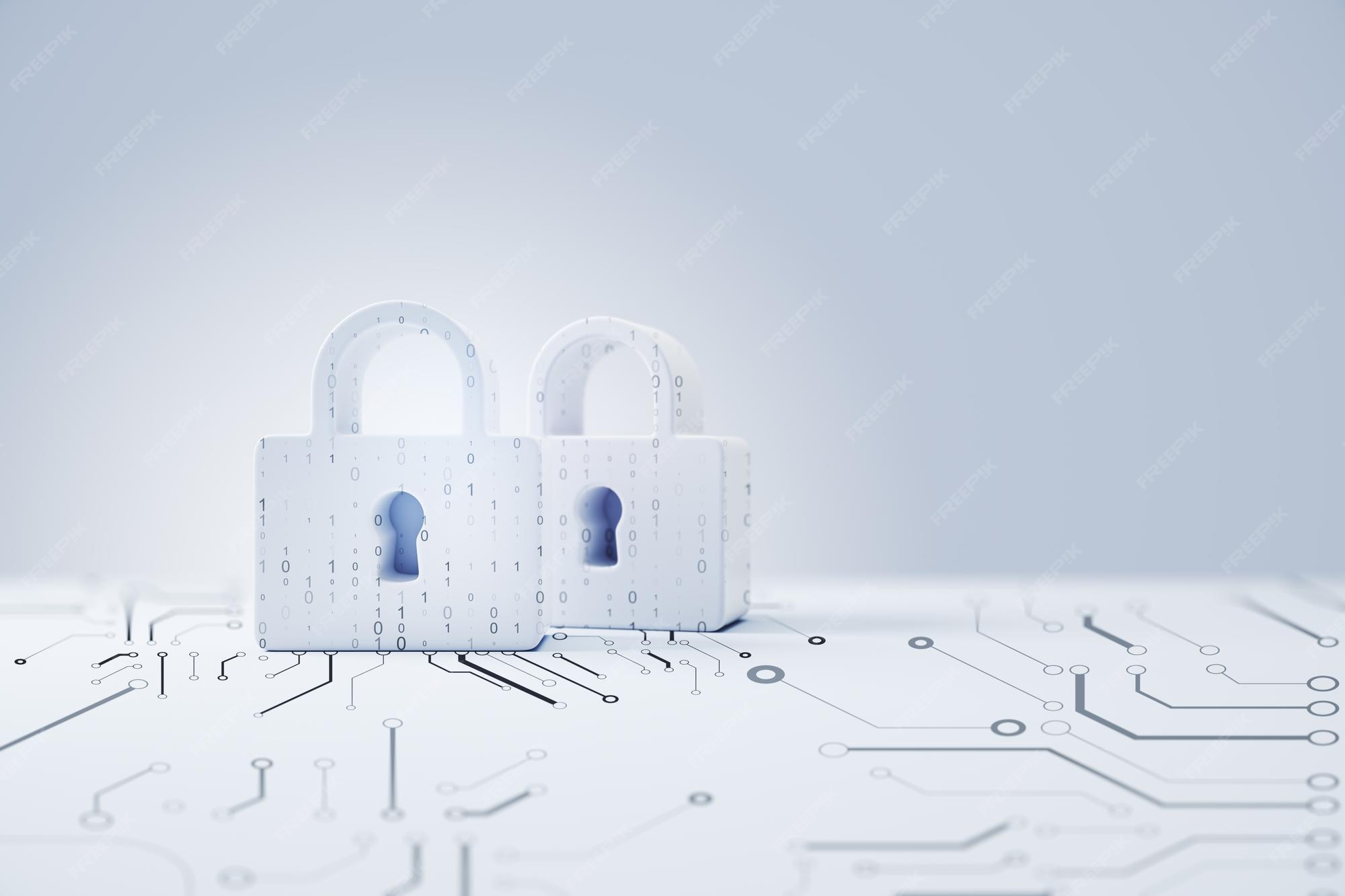 Premium Photo Cyber Data Privacy And Network Protection Concept With Padlocks Binary Code