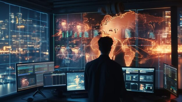 Premium Ai Image A Cyber Security Analyst Monitoring Network Activity Generative Ai