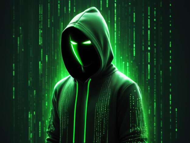 Cyber Security Hacker With Binary Background Premium Ai Generated Image