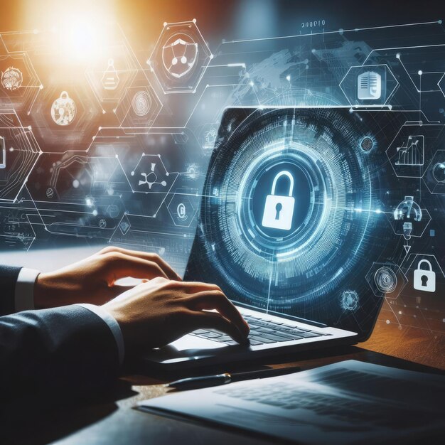 Premium Photo Cyber Security Network Data Protection Concept Businessman Using Digital Tablet