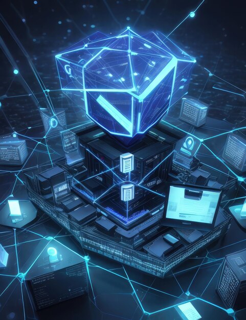 Cyber Security Network Data Protection Concept Businessman Using Digital Tablet With Biometric