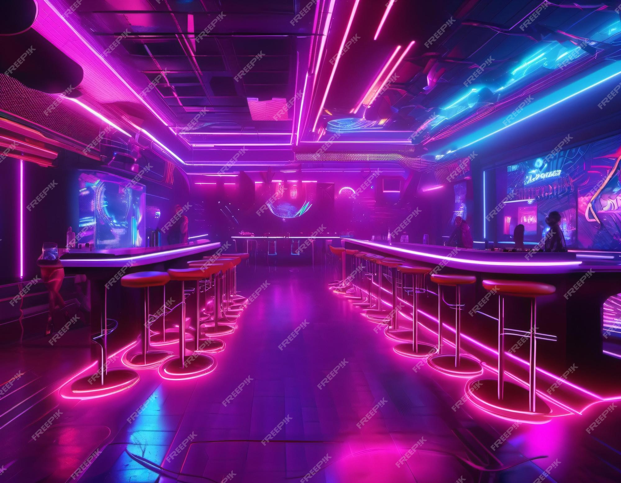 Premium Photo A Cyberpunk Vr Nightclub With Neon Lights Holographic