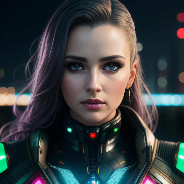 Premium AI Image | Cyberpunk woman portrait photo Premium AI Image | Cyberpunk woman portrait photo