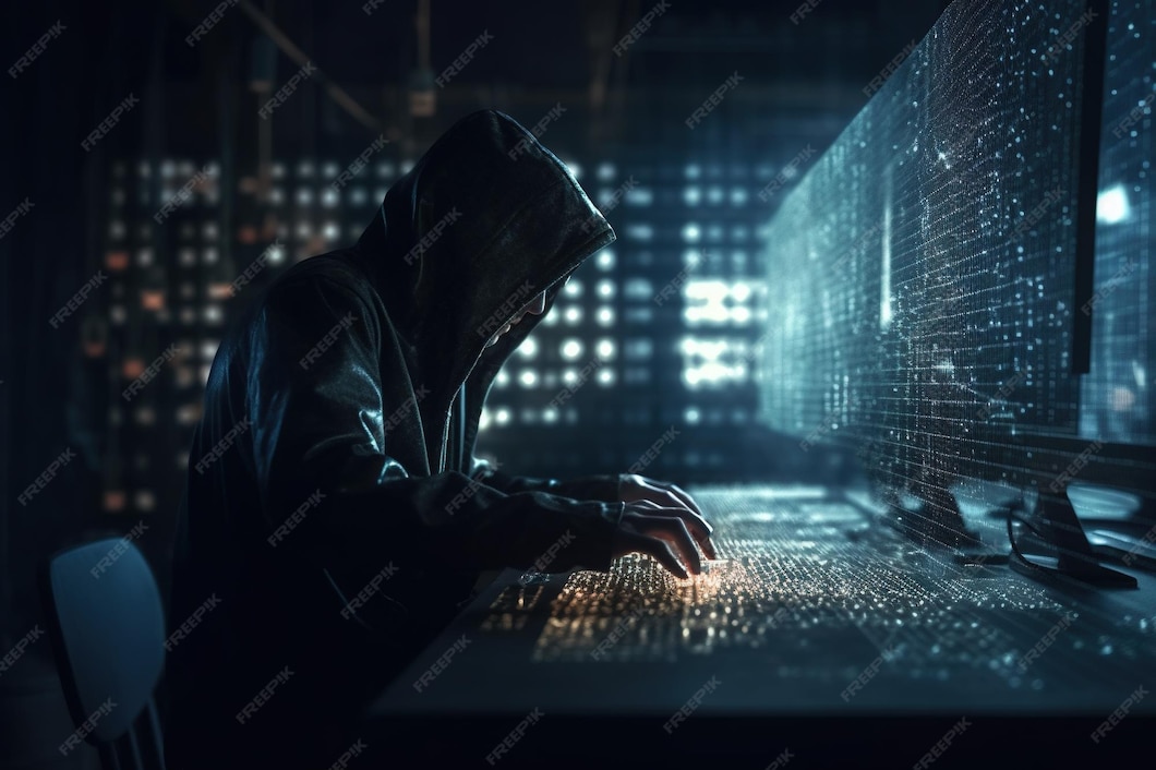 Premium AI Image | Cybersecurity computer hacker with hoodie vulnerability and ...
