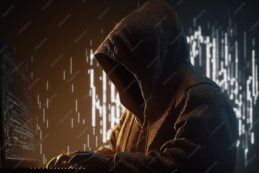 Premium AI Image | Cybersecurity computer hacker with hoodie vulnerability and ...