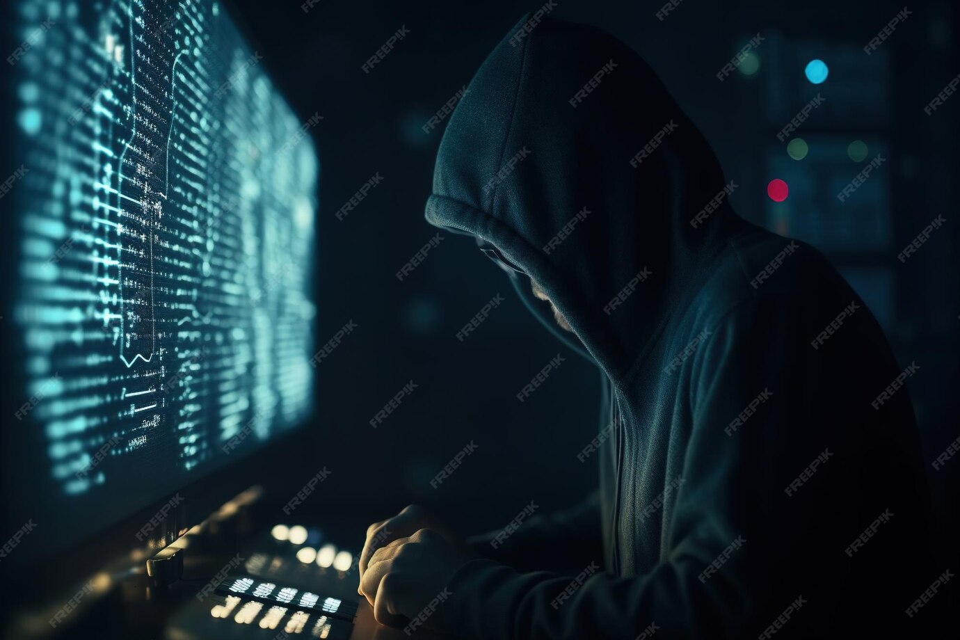 Premium AI Image | Cybersecurity computer hacker with hoodie vulnerability and ...