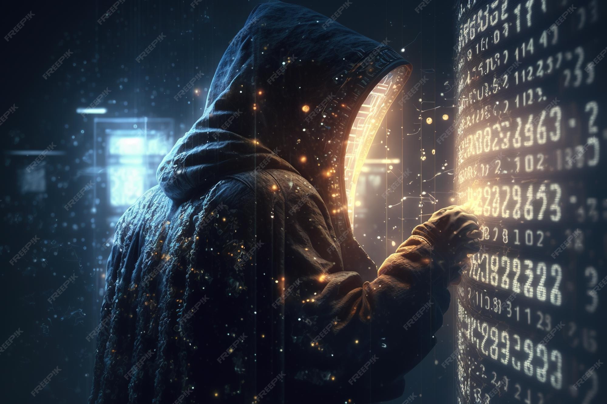 Premium Photo | Cybersecurity computer hacker with hoodie vulnerability and hackercodingmalware ...