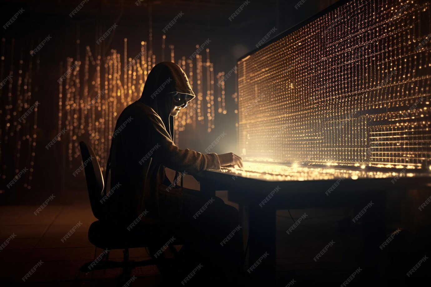 Premium Photo Cybersecurity Computer Hacker With Hoodie Vulnerability And Hackercodingmalware