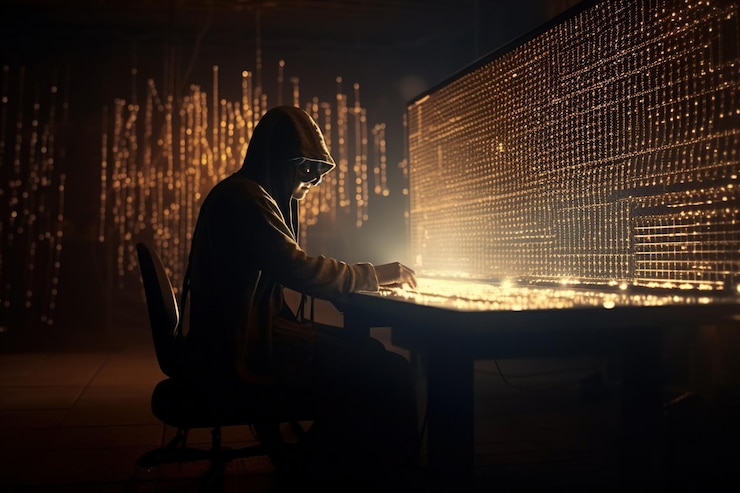 Premium Photo Cybersecurity Computer Hacker With Hoodie Vulnerability And Hackercodingmalware