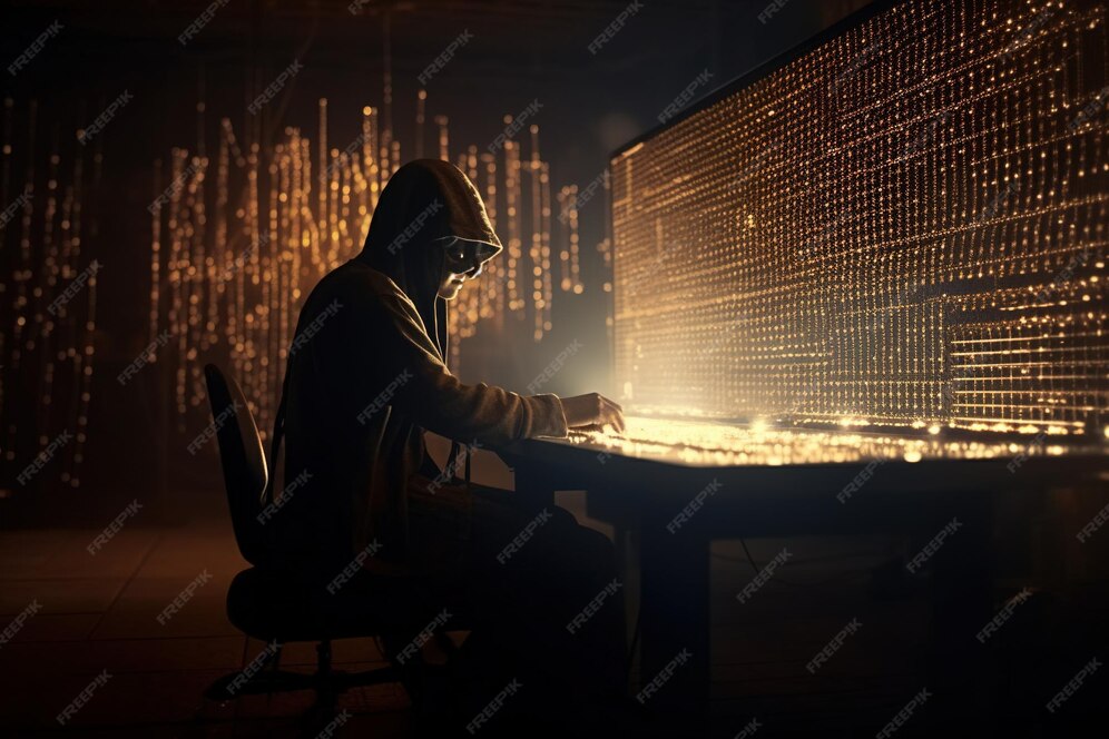 Premium Photo Cybersecurity Computer Hacker With Hoodie Vulnerability And Hackercodingmalware 
