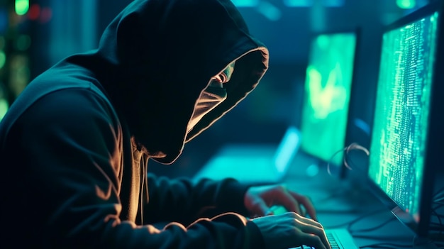 Premium Photo | Cybersecurity concept identity theft database hacks internet cyber crime hacker ...