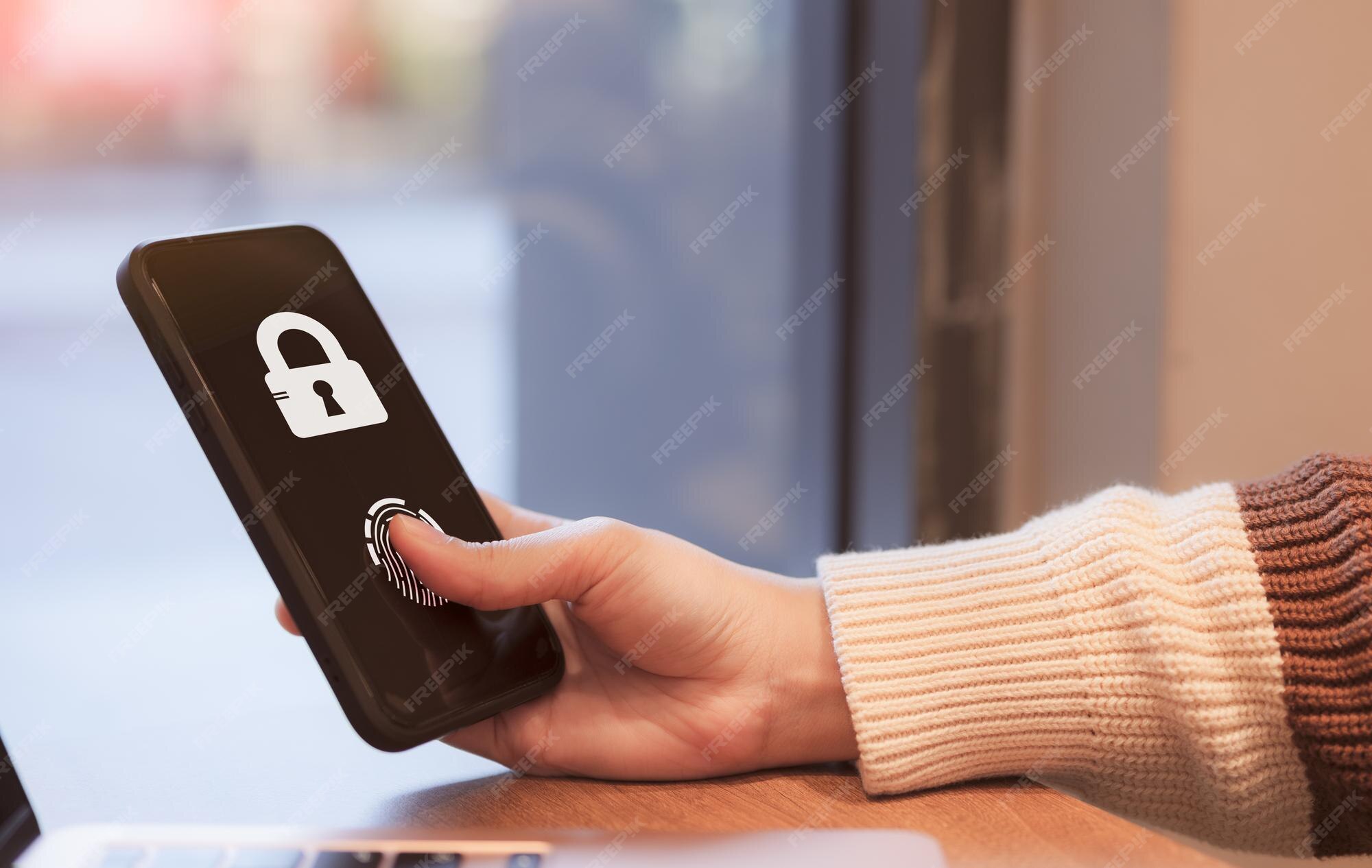 Premium Photo Cybersecurity Concept User Log In To Access Smartphone Biometric Identification