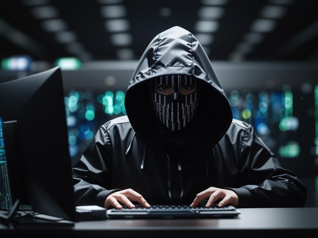 Premium AI Image | Cybersecurity Hacker Hacks Network in Dark Background Premium AI Image | Cybersecurity Hacker Hacks Network in Dark Background