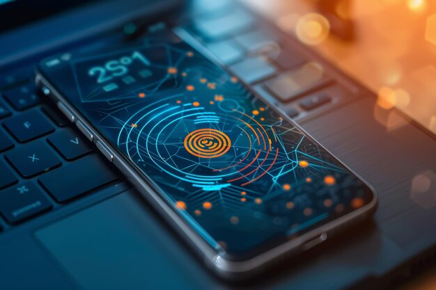 Cybersecurity Technology With Mobile And Computer Secure Connection As Trusted Device Closeup