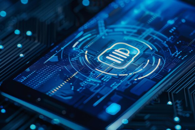 Cybersecurity Technology With Mobile And Computer Secure Connection As Trusted Device Closeup