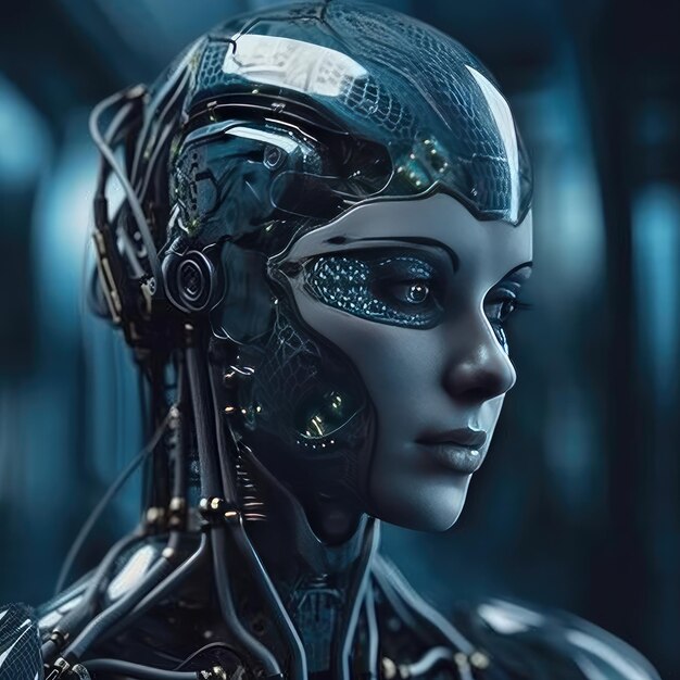 Cyborg Chatbot Gpt Robot Using Ai Thinking Brain Artificial Intelligence Generative Ai Premium