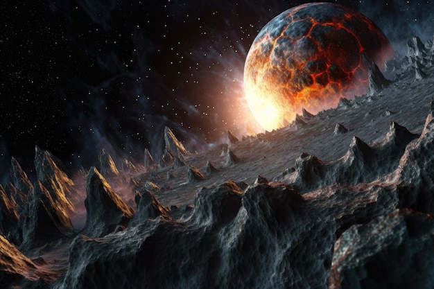 Premium AI Image | D render of a meteor impact on the moon surface ... Premium AI Image | D render of a meteor impact on the moon surface ...