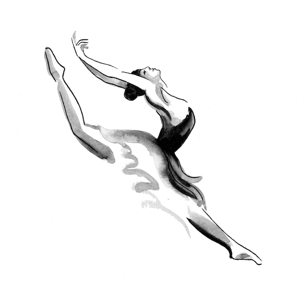 Premium Photo | Dancing ballerina. ink and watercolor drawing Premium Photo | Dancing ballerina. ink and watercolor drawing