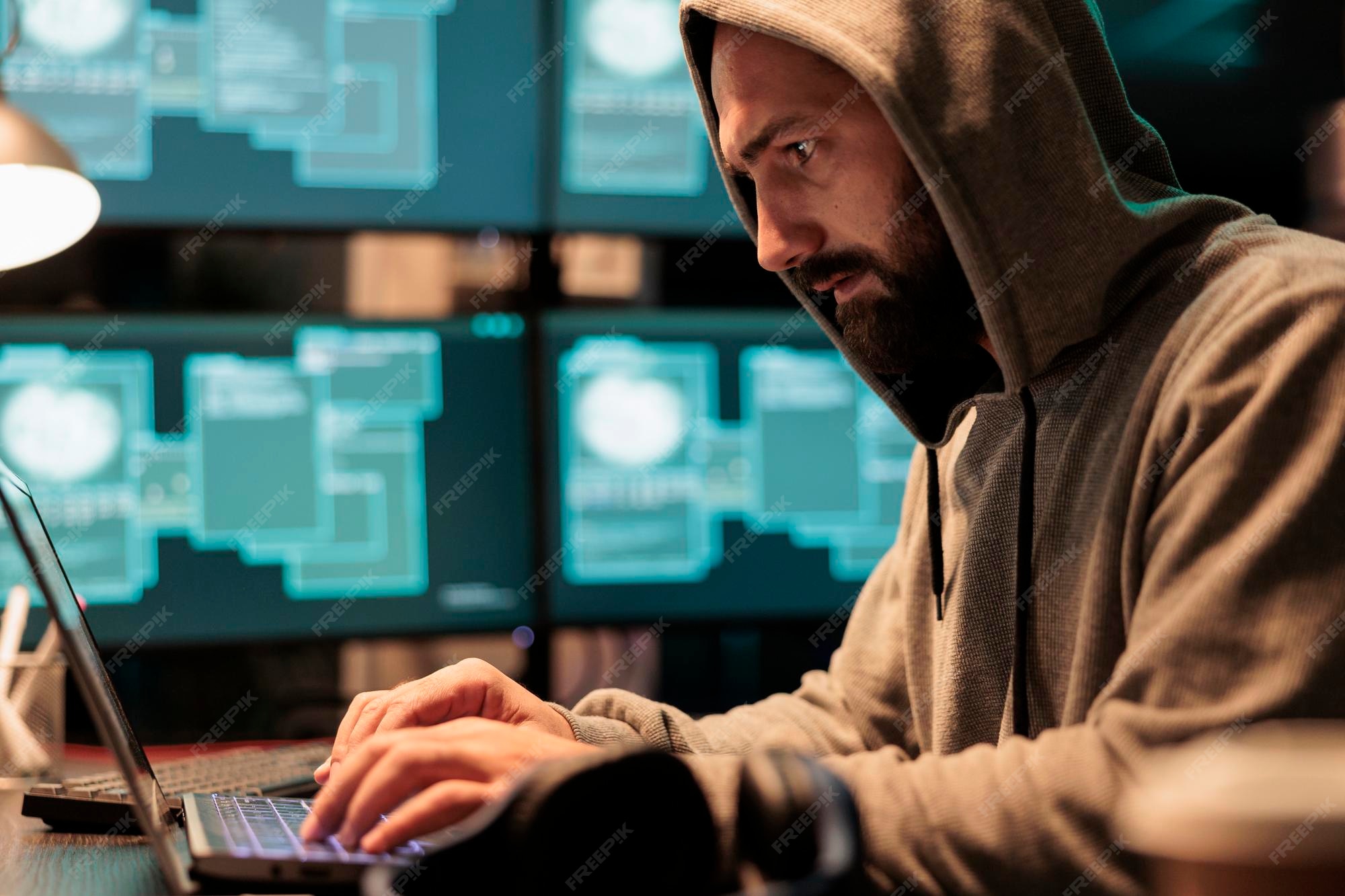 Premium Photo Dangerous Hacker Trying To Break Database Server Using Virus To Code Malware