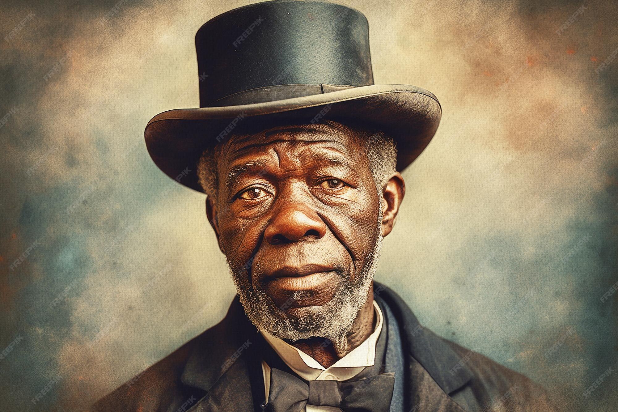 Premium Ai Image Dark Skinned Man Retro Portrait Black Man With Hat