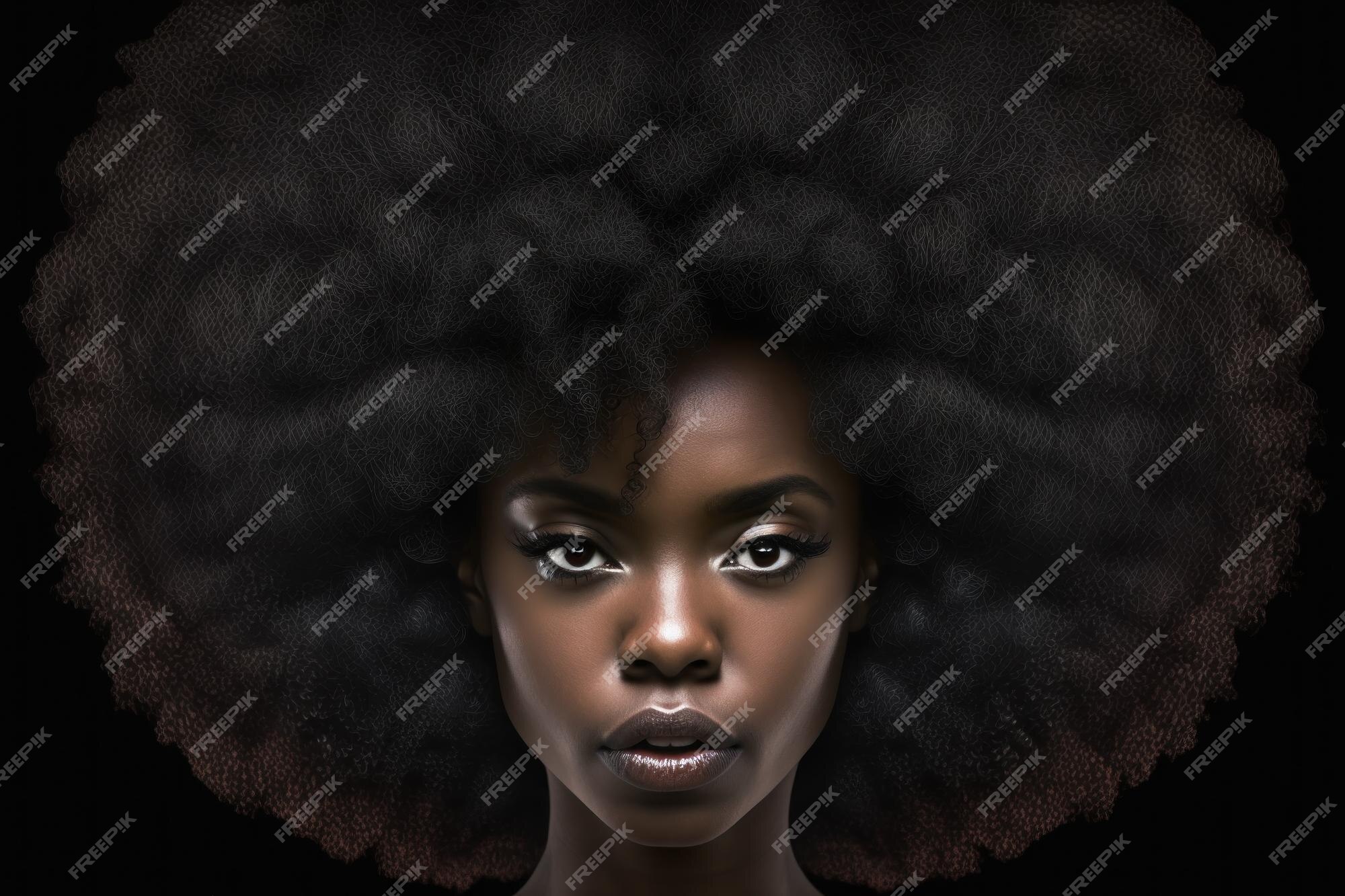 Premium Photo A Dark Skinned Woman With A Large Afro Hair Style